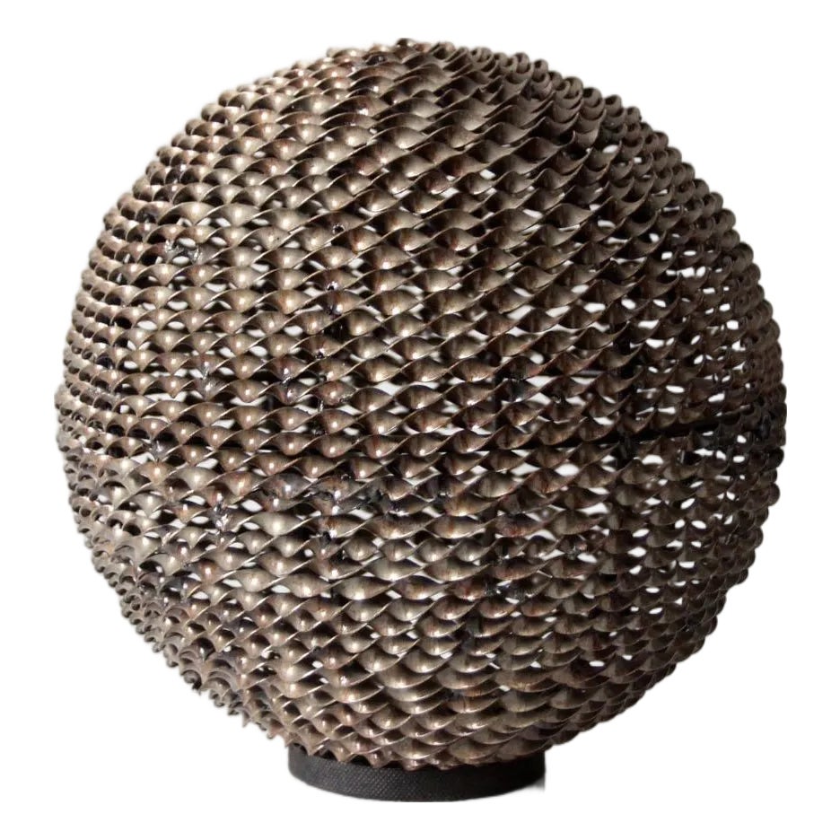 Vintage Brutalist Welded Metal Sphere Sculpture | Chairish
