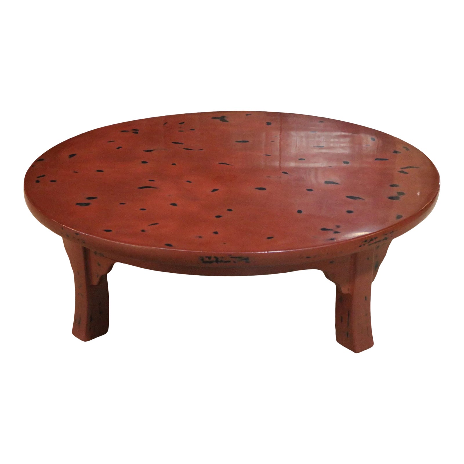 Red Lacquer Round Table | Chairish