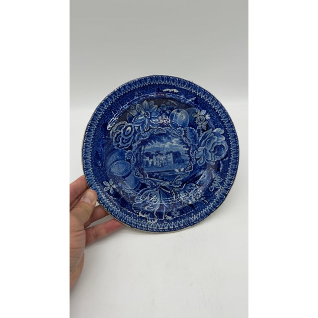 A Blue Dark Transfer Decorated Staffordshire Plate "Warleigh House ...