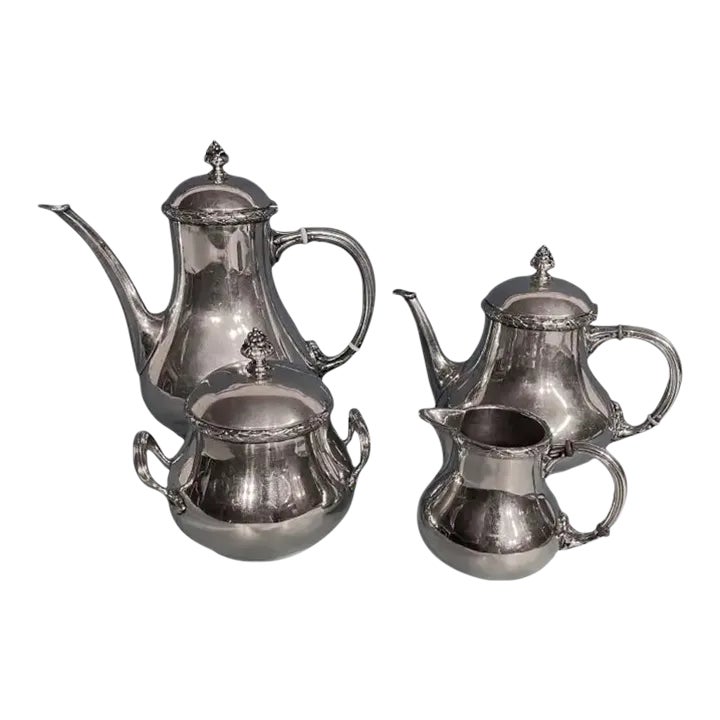 1890-1910 German Silver Coffee & Tea Set - Set of 4 | Chairish