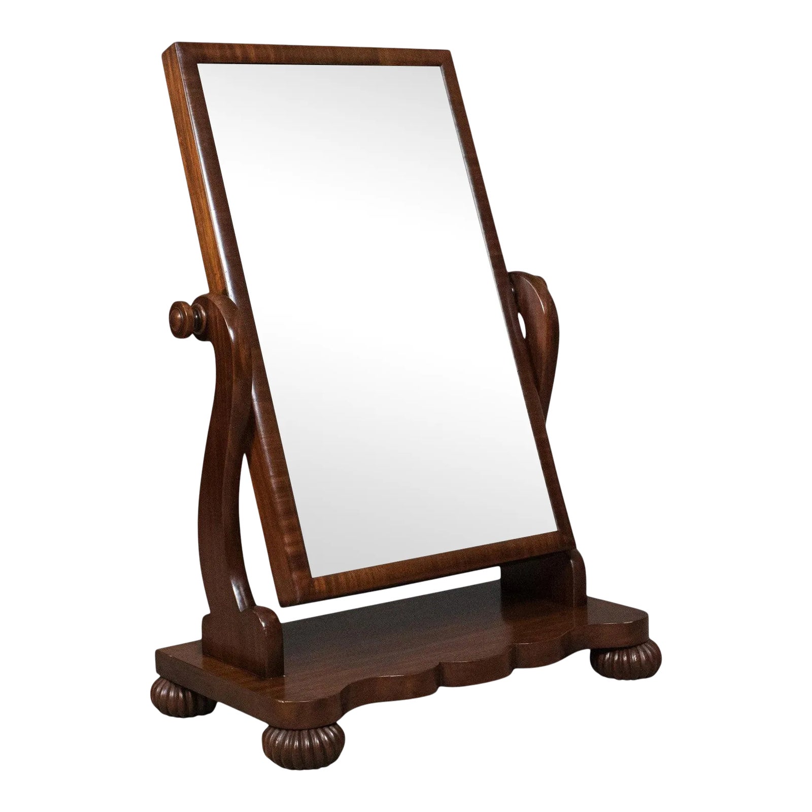 1860s Victorian Large Mahogany Platform Mirror | Chairish