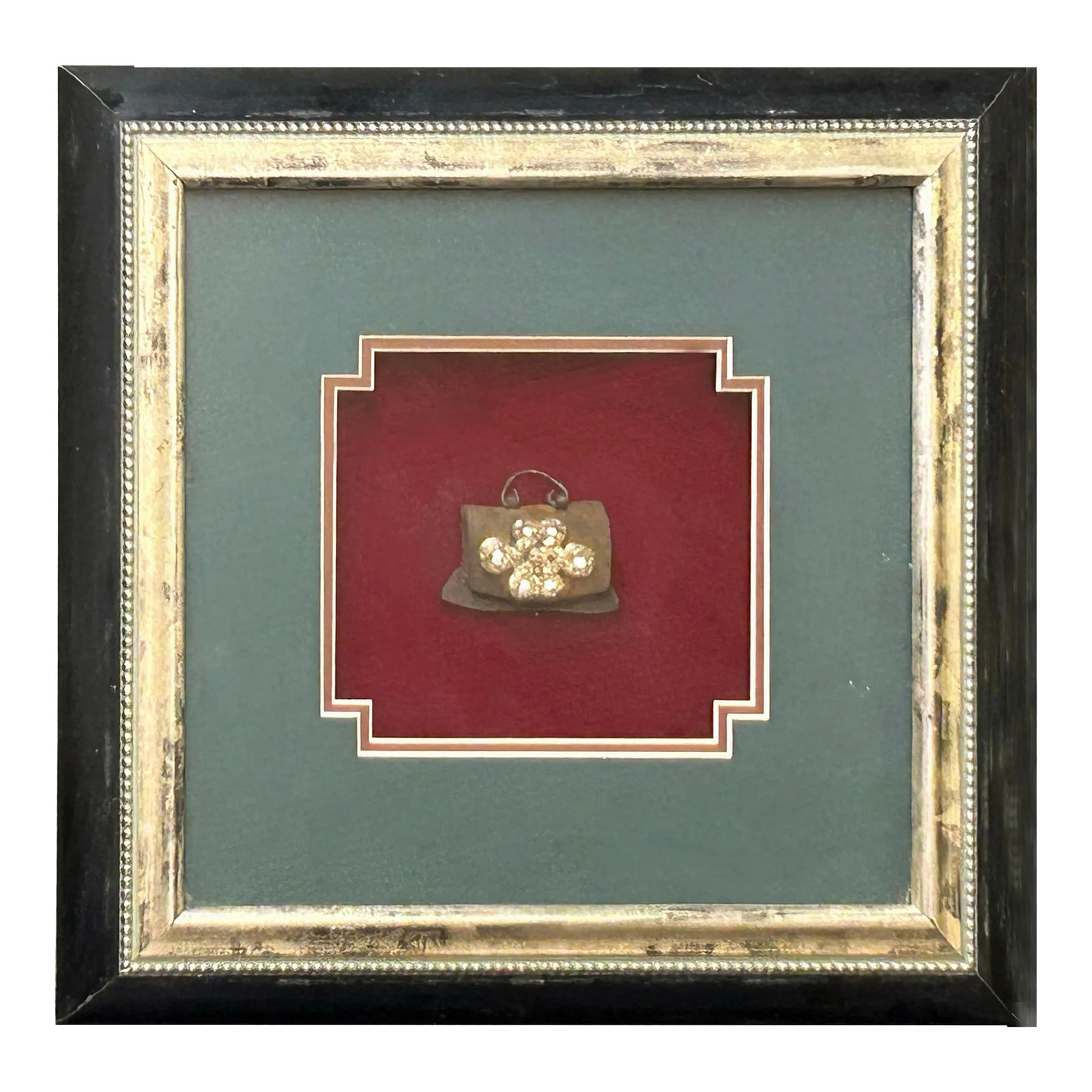 Vintage Oriental Flint Pouch Infinite Knot Display With Frame Wall Art ...