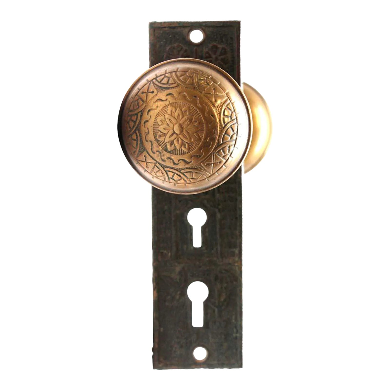 1890s Brass Vernacular Reading Windsor Door Knob Set | Chairish