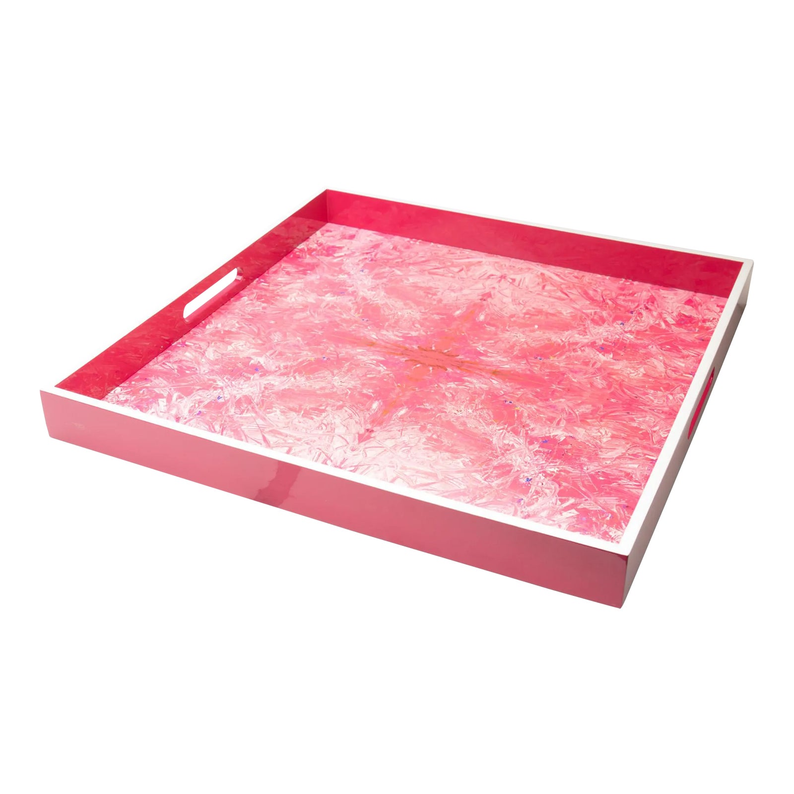 Handmade Contemporary Lacquer Wood Tray Titled “Pink Pussy” Designed by “Magic Hill Artist Bruce ...