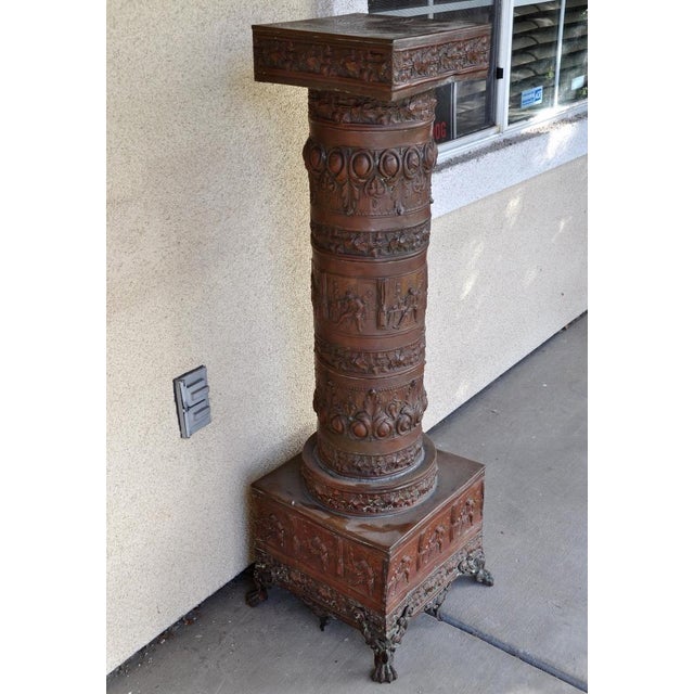 Antique Copper Pedestal Stand Decorated in Repousse Overlay Artwork ...