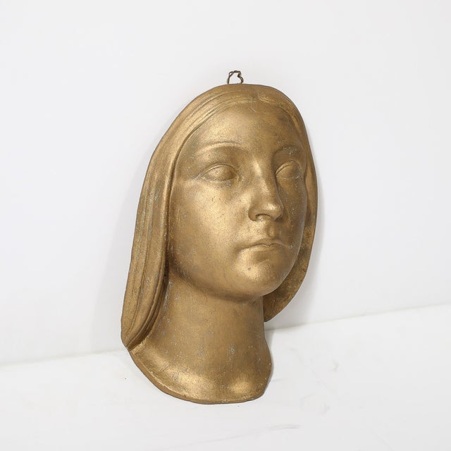 Art Deco Gilded Plaster Wall Plaque | Chairish