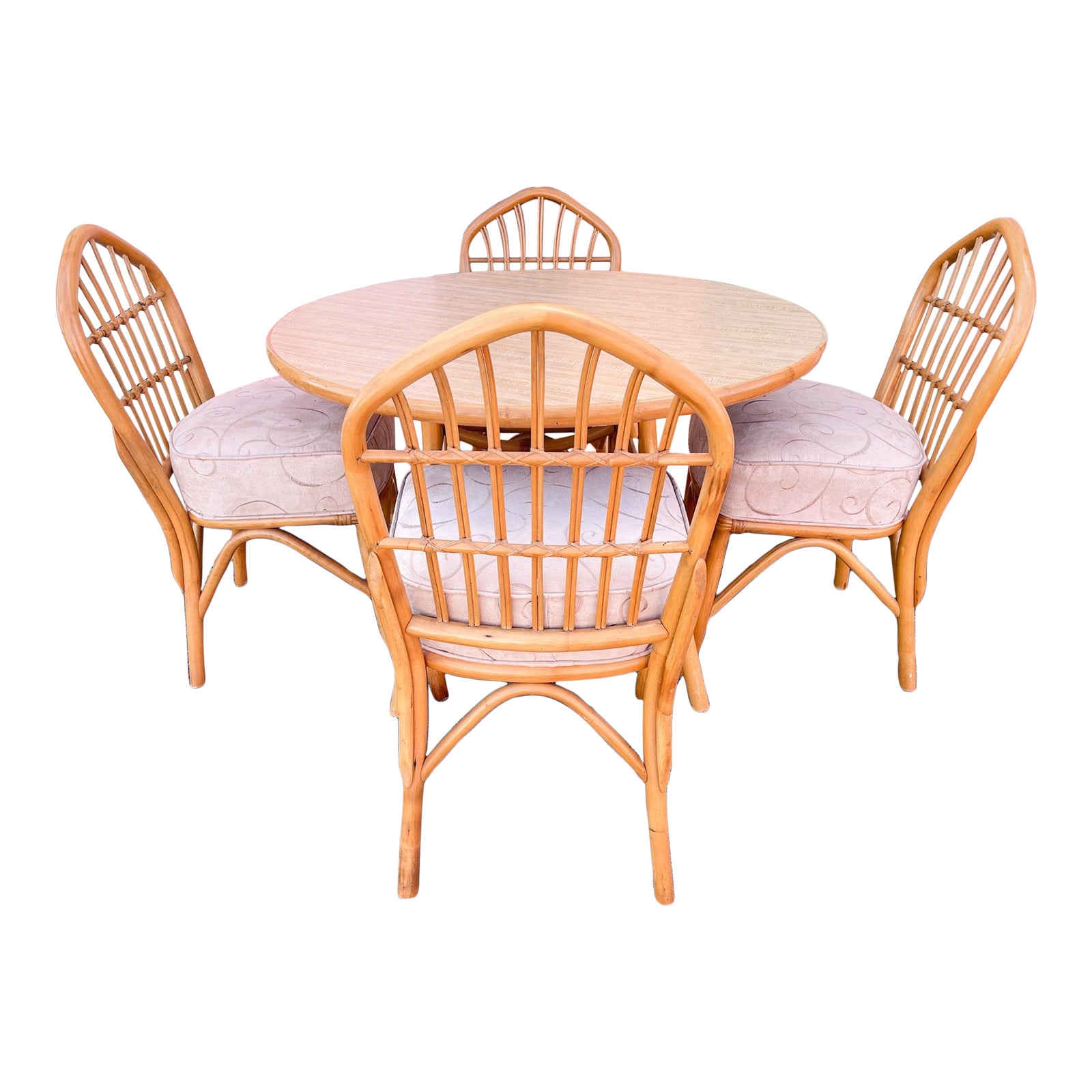 Palm Beach Regency Rattan Dining Set - Set of 5 | Chairish