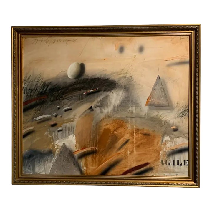 Jørgen Waring (1938-2022), Oil on Board, Abstract Painting, Signed '82 ...