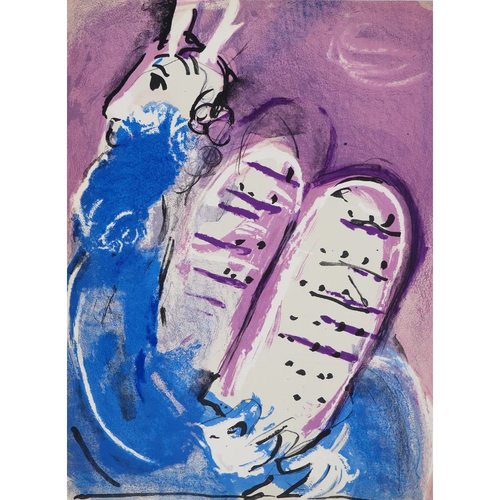 Marc Chagall, The Bible, Moses and the Ten Commandments, Original ...