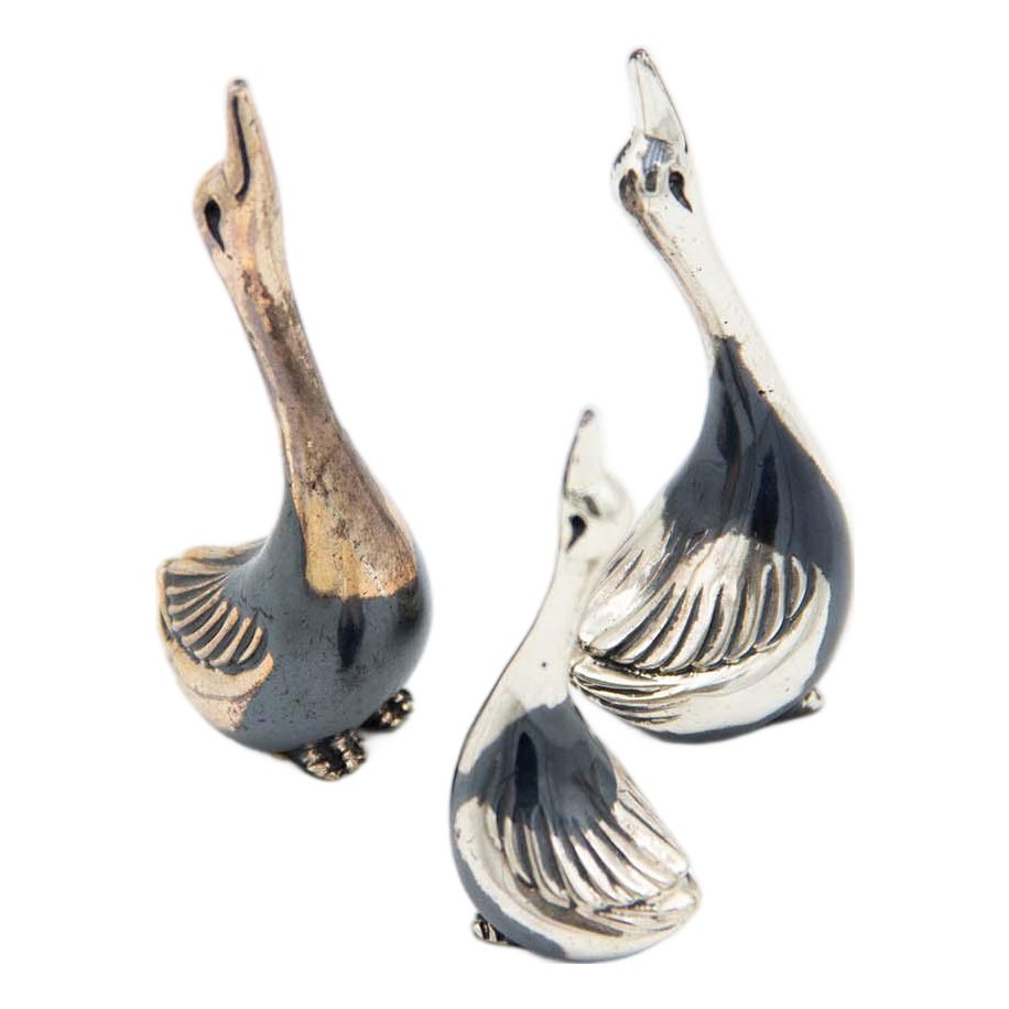 Miniature Silver Swans, Set of 3 | Chairish
