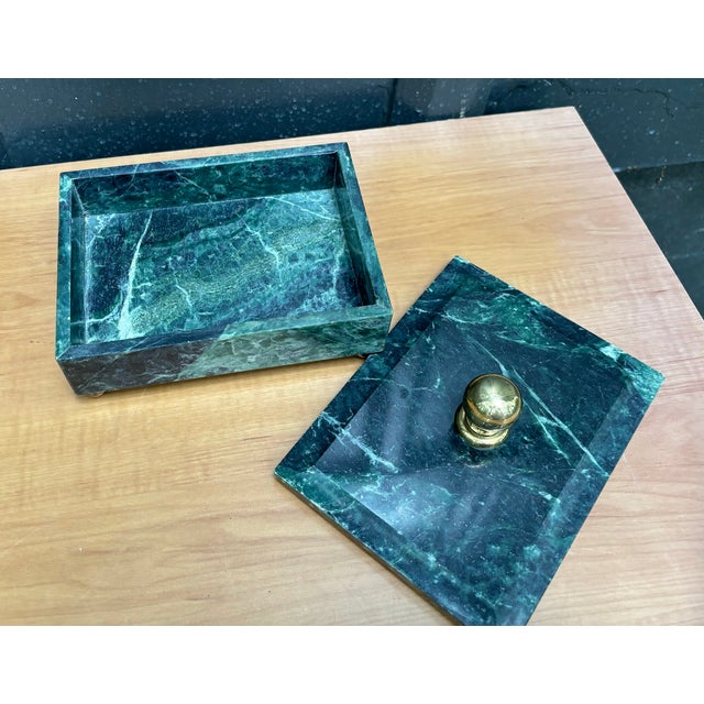 Green Marble Lidded Trinket Box | Chairish