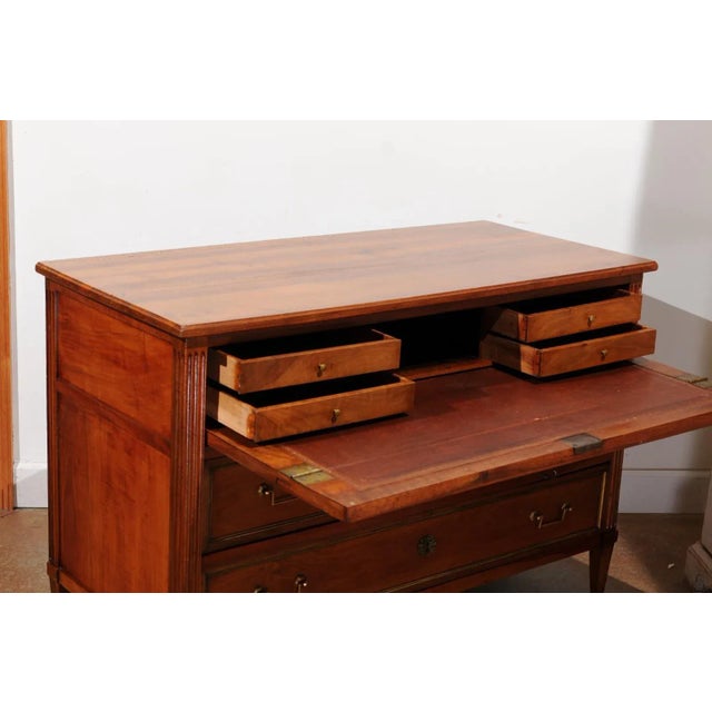 1790s French Louis XVI Commode Secrétaire with Petite Desk and Fluted ...