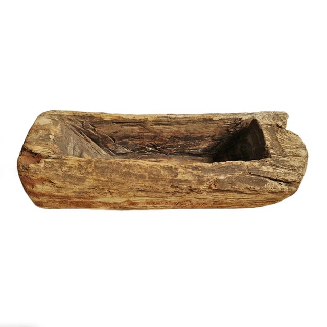 Vintage India Wood Log Trough | Chairish