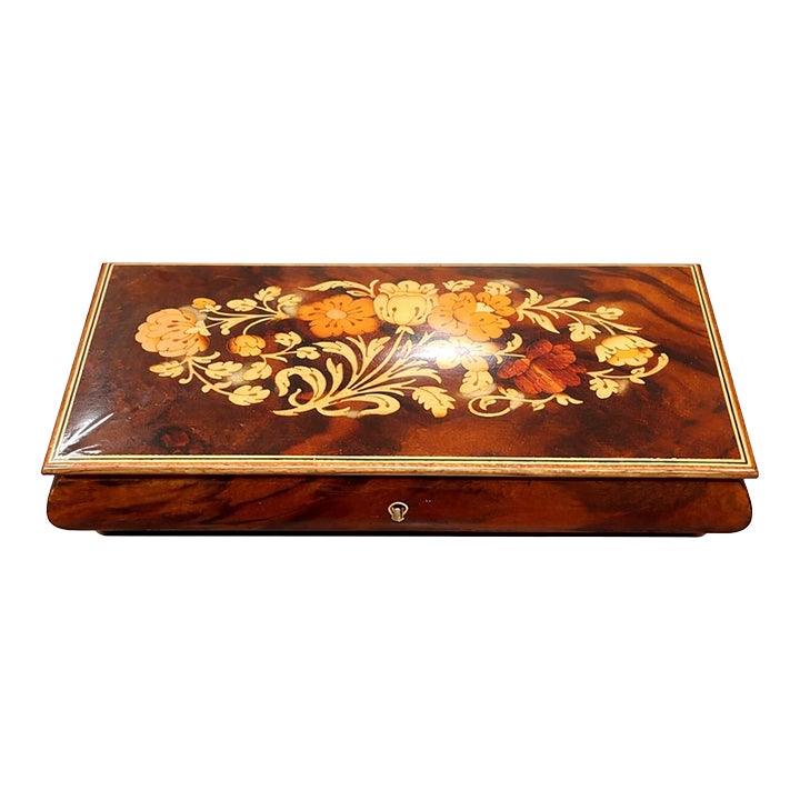 Mid 20th Century Modern Italian Inlaid Wood Music Jewelry Box, Italian ...