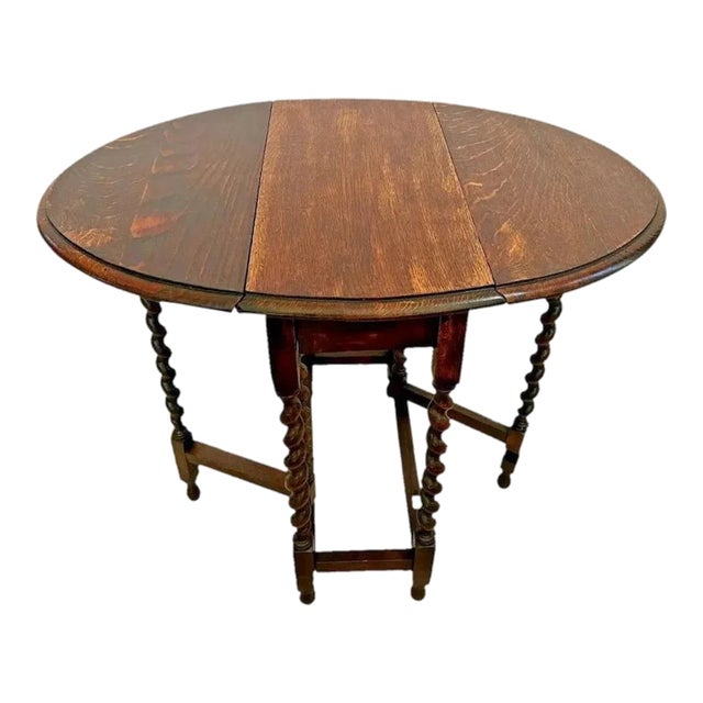 Early 1900s Antique Small Kitchen Dining Table Barley Twist Gate Leg ...