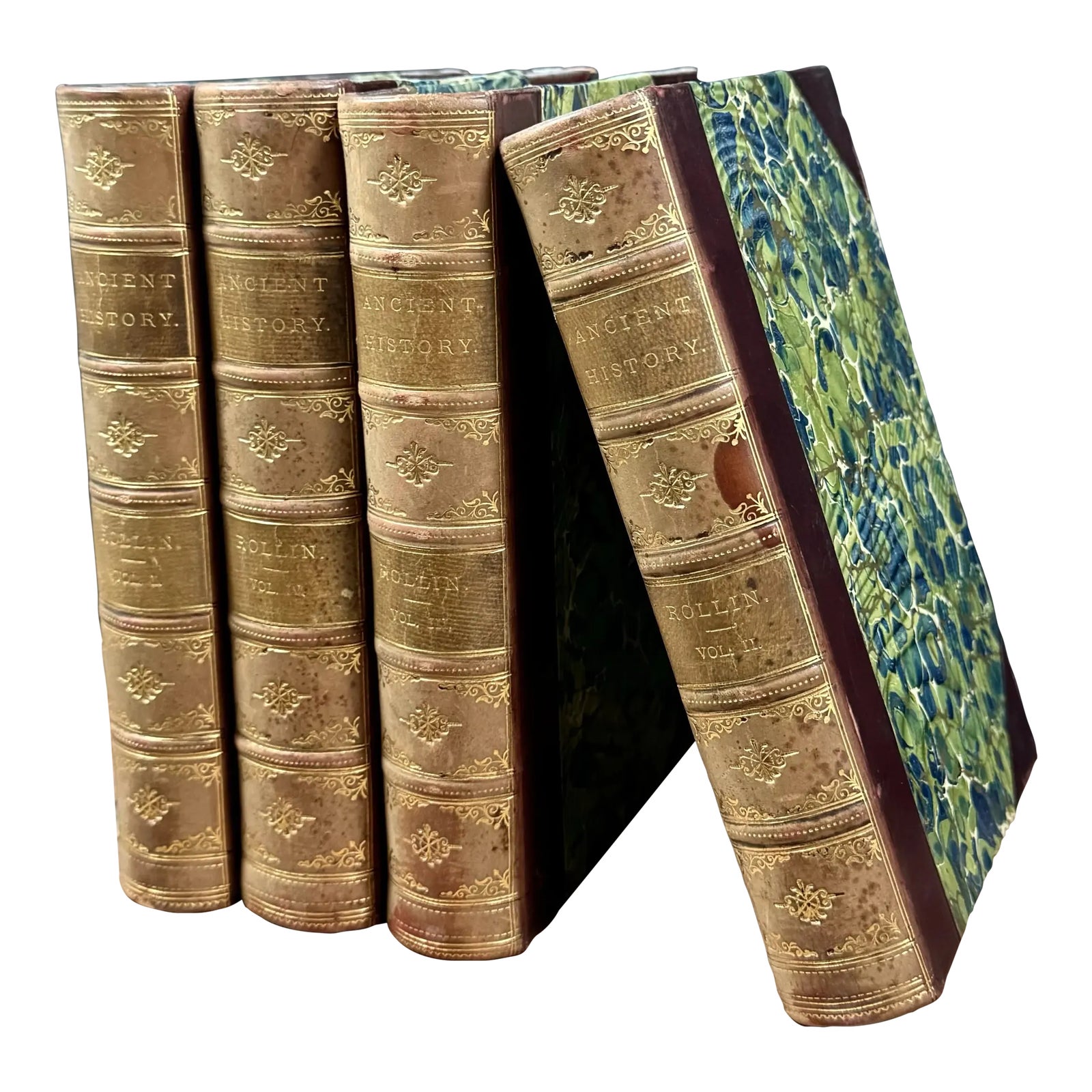 Antique Leather Wrapped Books, ‘Ancient History’ From Rollin & Other ...