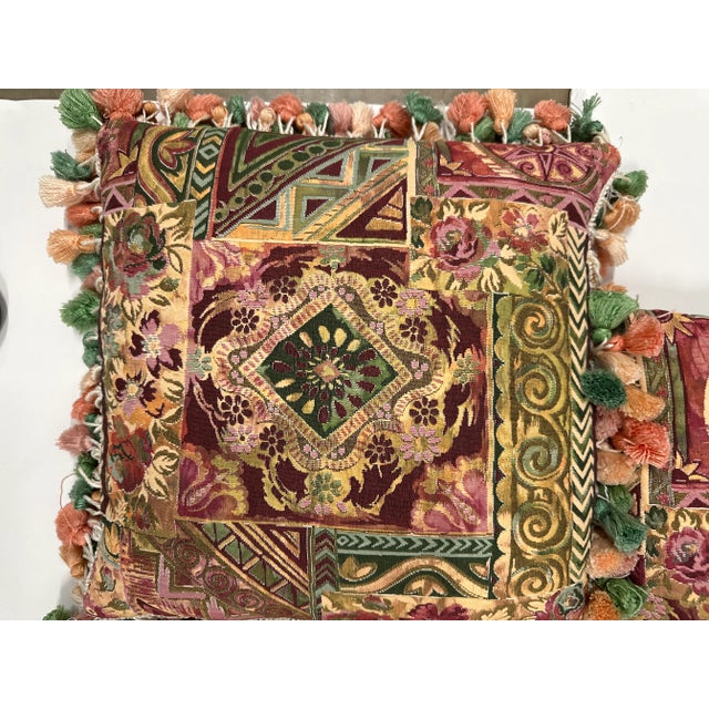 Vintage Italian Reversible Textile Pillows- Set of 5 | Chairish