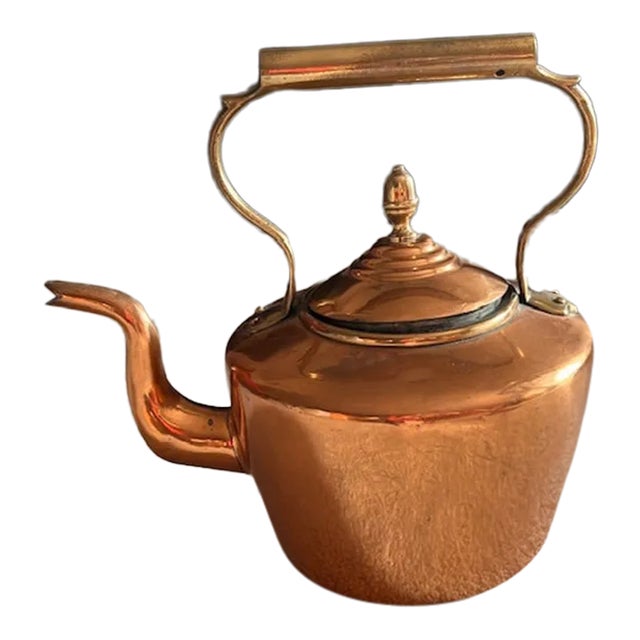 Early 1800s English Heavy Gauge Copper Tea Kettle | Chairish