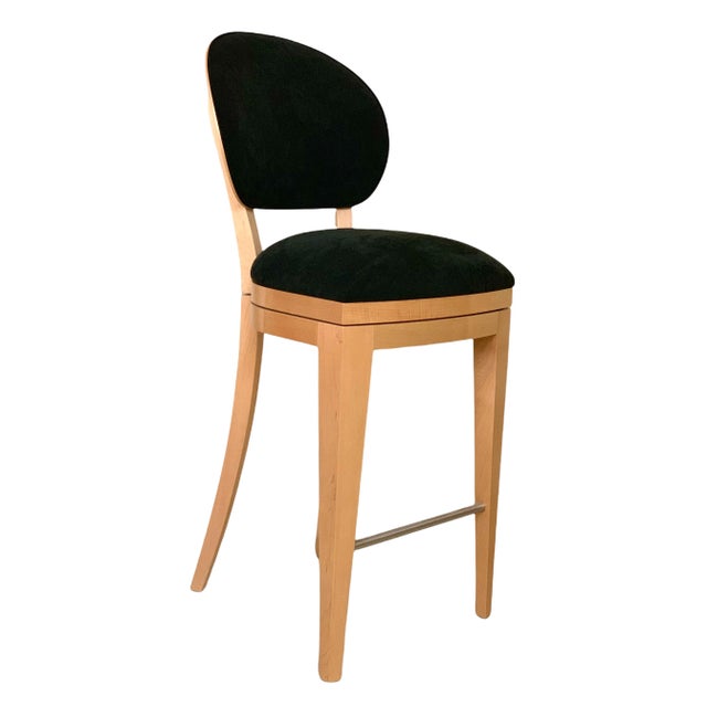 Contemporary "Jake" Swivel Bar Stools in Maple With Black Suede by Nick ...