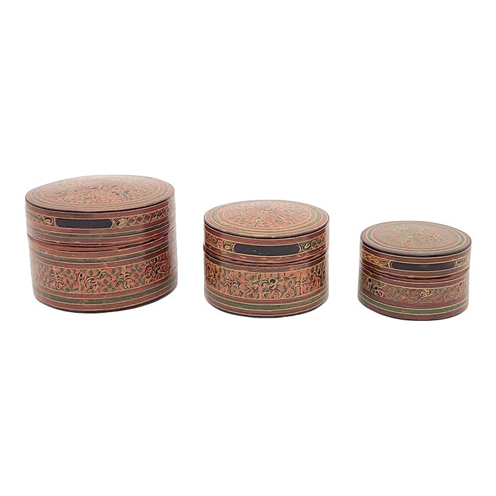 Three Lacquered Nesting Boxes, Southeast Asia Circa 1900 | Chairish