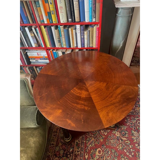 Round Regency Style Mahogany Columned Center Table | Chairish