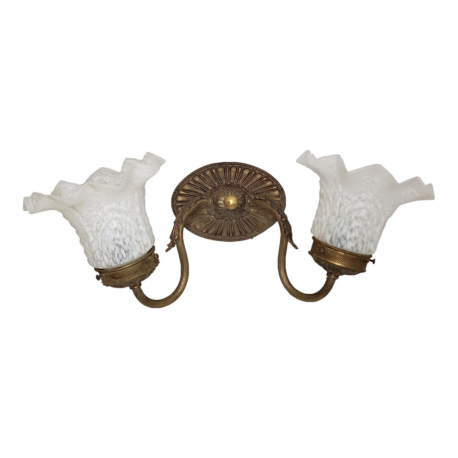 Early 20th Century Victorian Wall Mount Lights With White Lincoln Drape ...
