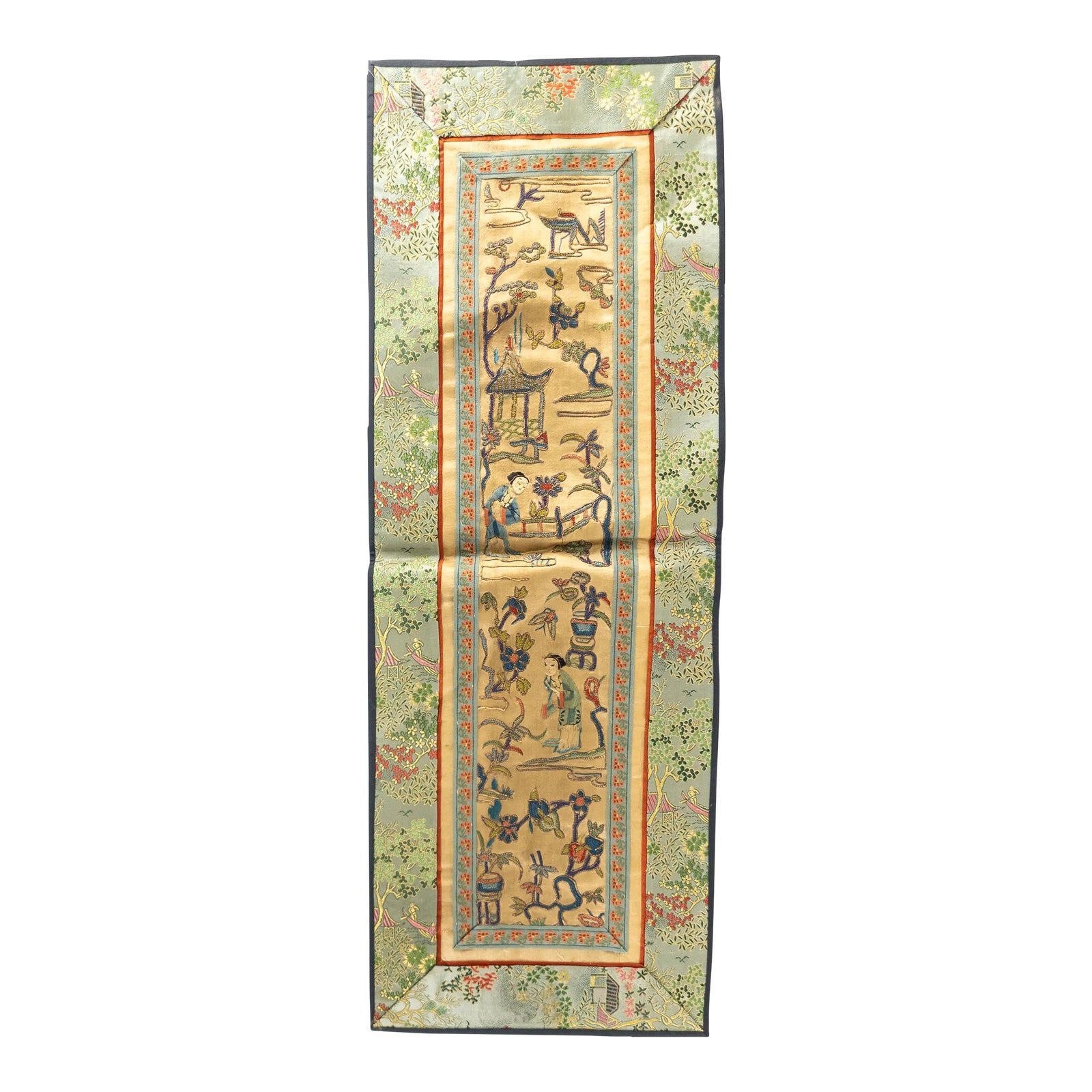 19th Century Chinese Silk Embroidered Forbidden Stitch Panel | Chairish
