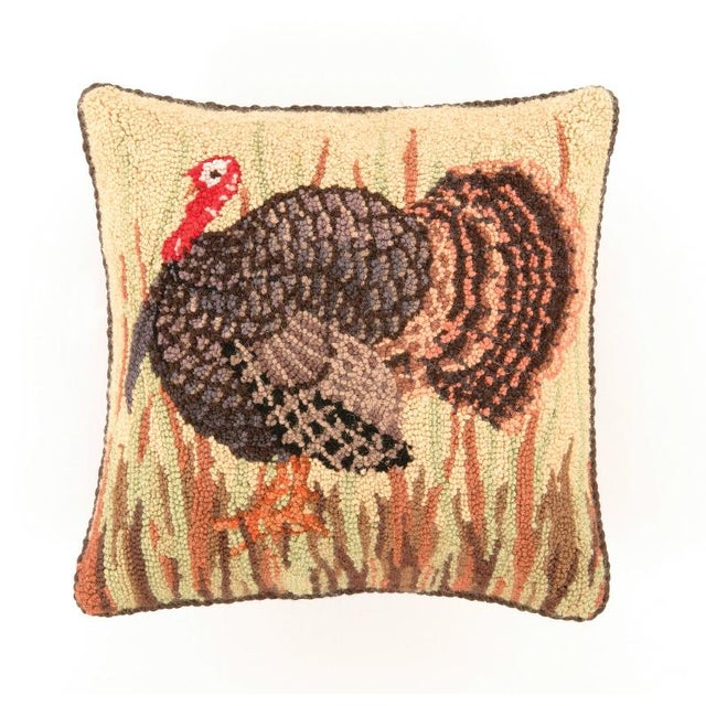 Wild Turkey Hook Pillow, 16" x 16" | Chairish