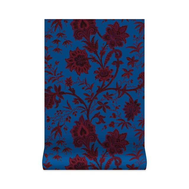 Indienne Wallpaper - Lapis Blue, Sample | Chairish
