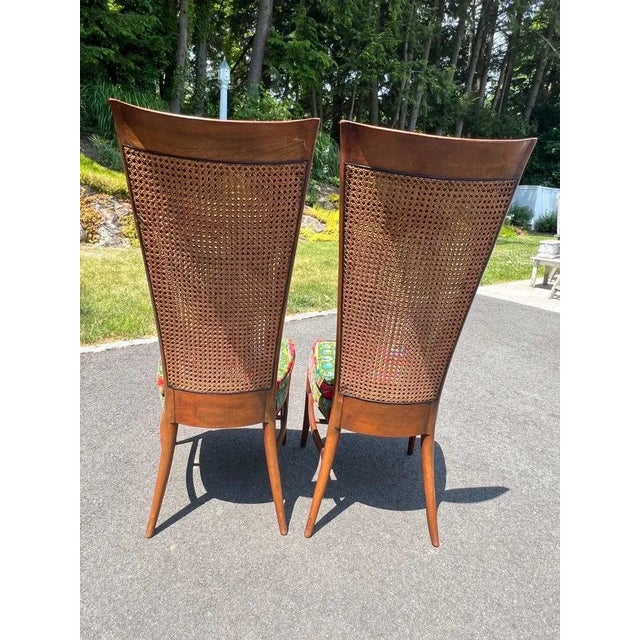 Pair of Mid Century Caned Chairs With Jack Lenor Larson Velvet ...