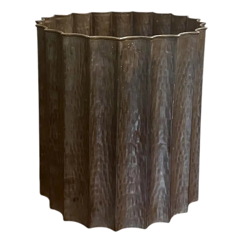 Vintage Italian Monumental Large Hammered Brass Fluted Brutalist ...