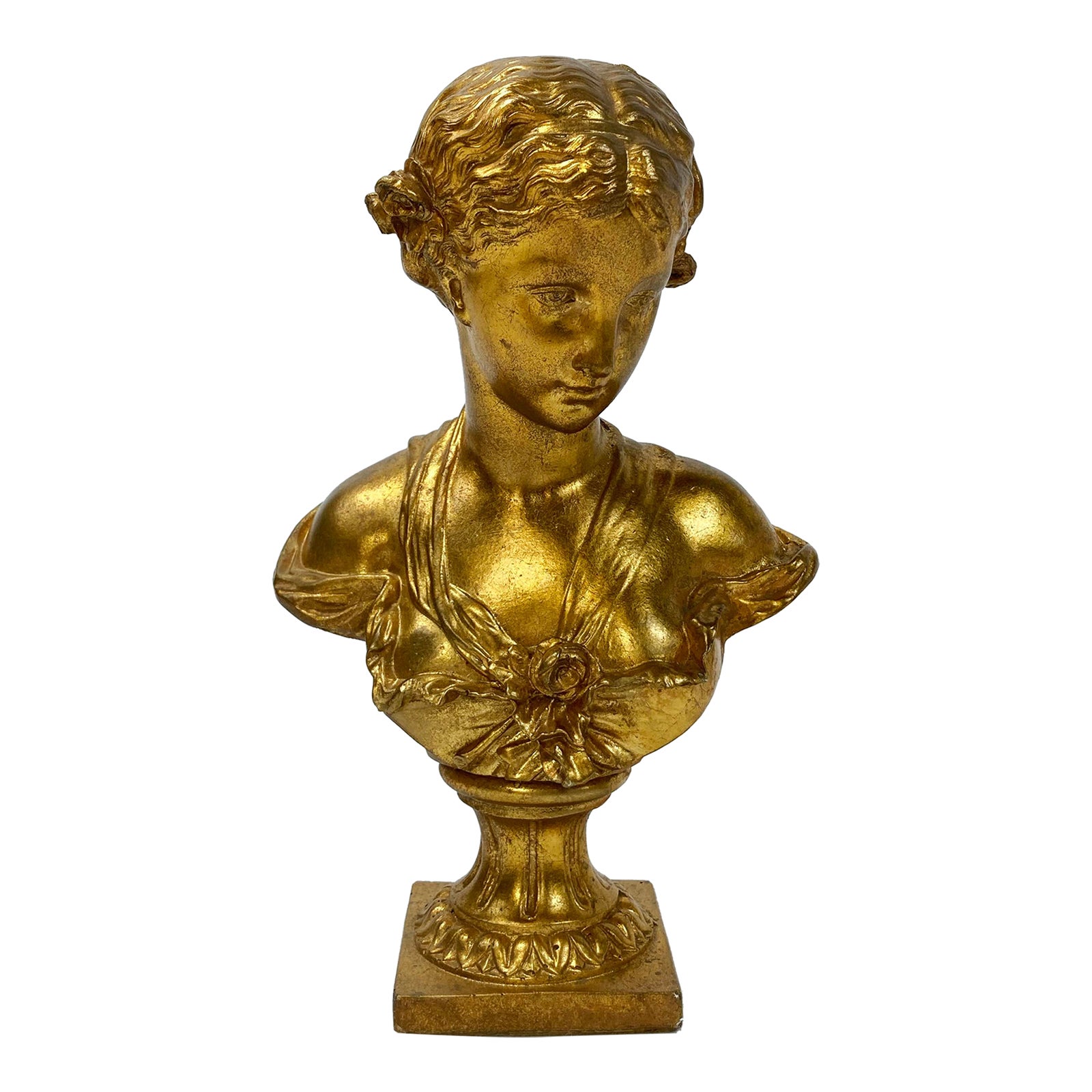 Vintage Gold Gilt Female Bust | Chairish
