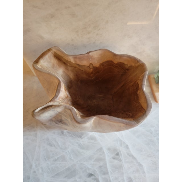 Organic Free Form Footed Teak Root Bowl | Chairish