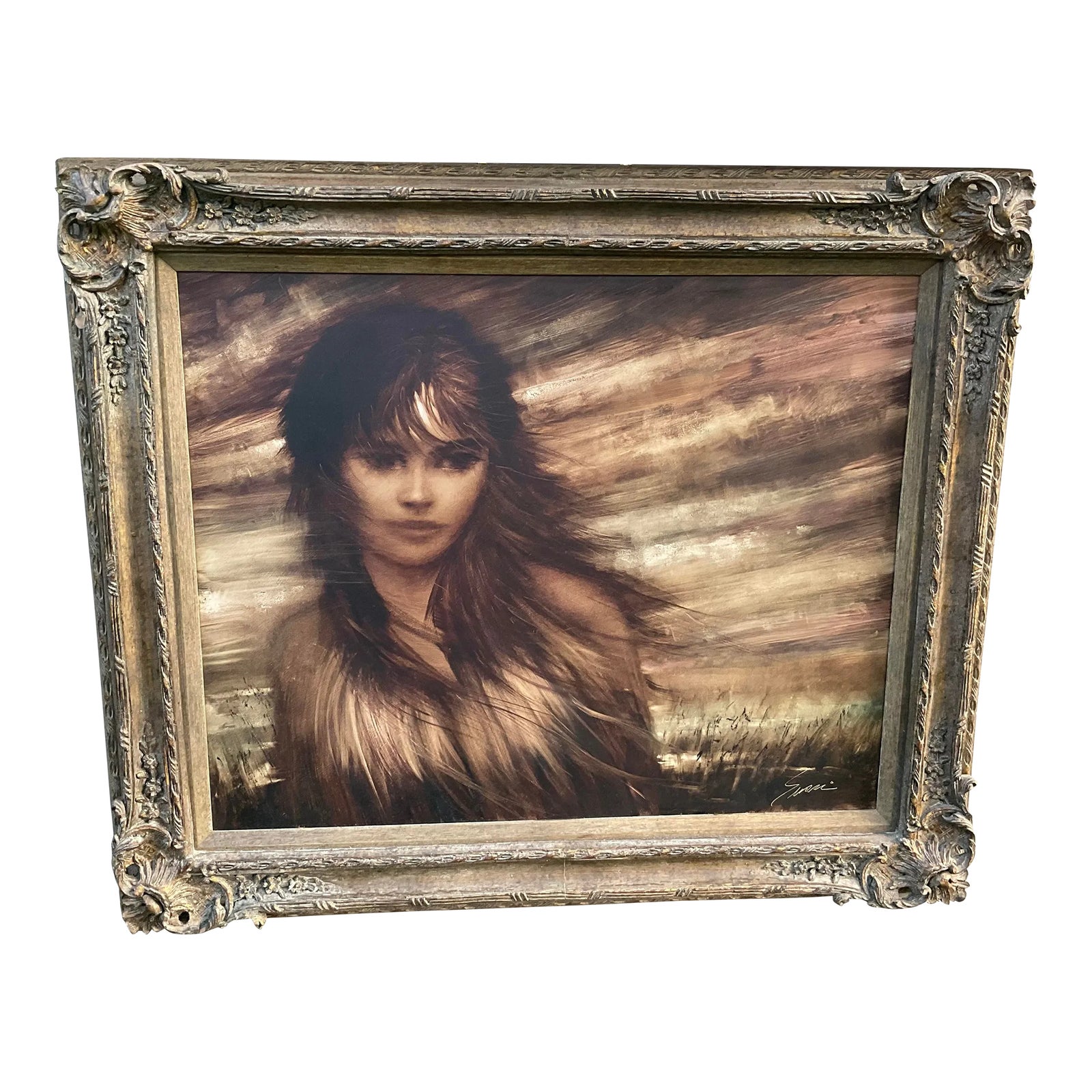 Vintage Alfred Sussi’s Painting of a Woman. | Chairish