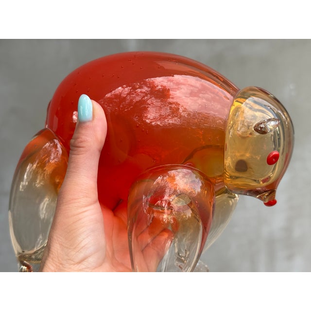 Italian Murano Style Amber Red Glass Bear Sculpture, 1950s | Chairish