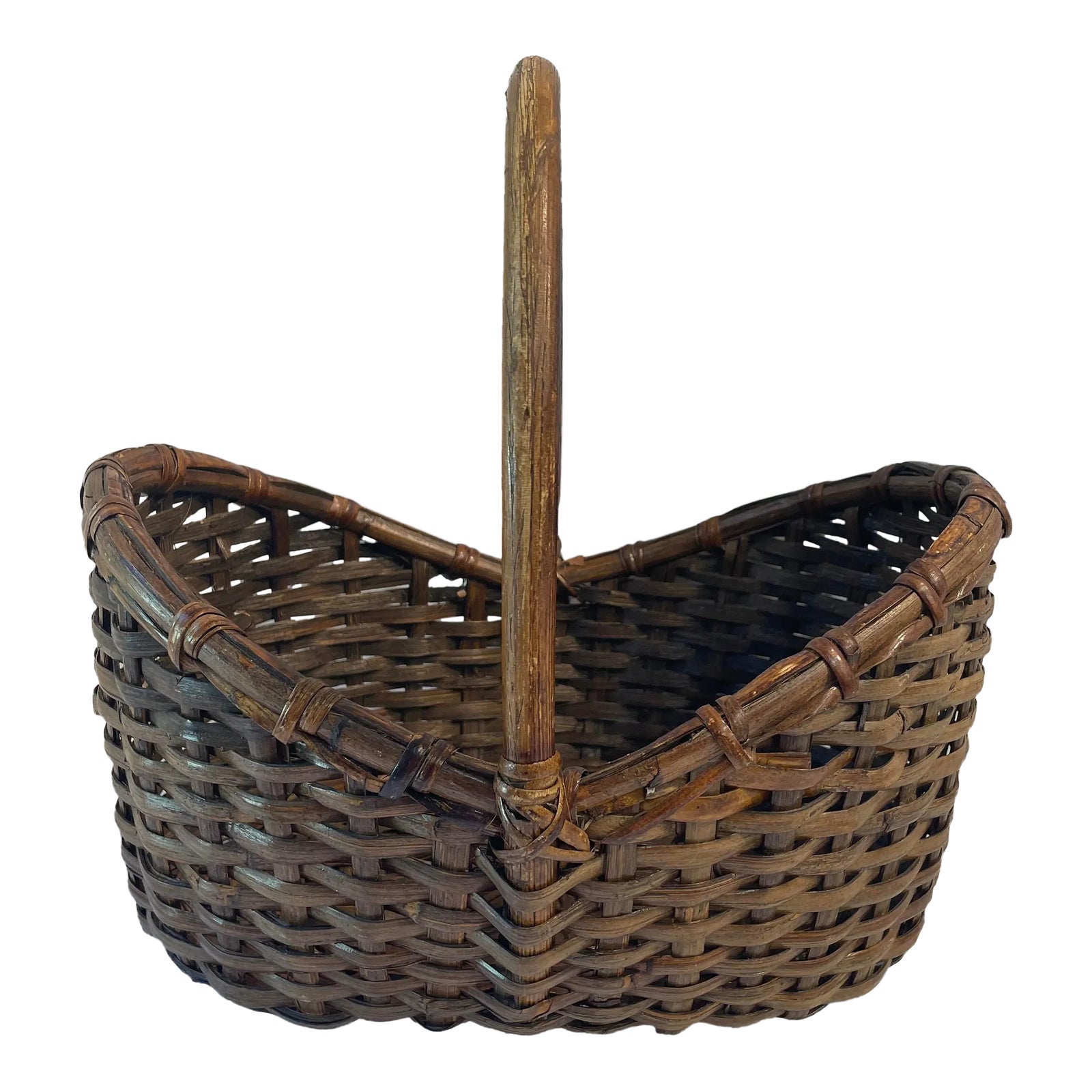 Vintage Handled Wicker Basket | Chairish