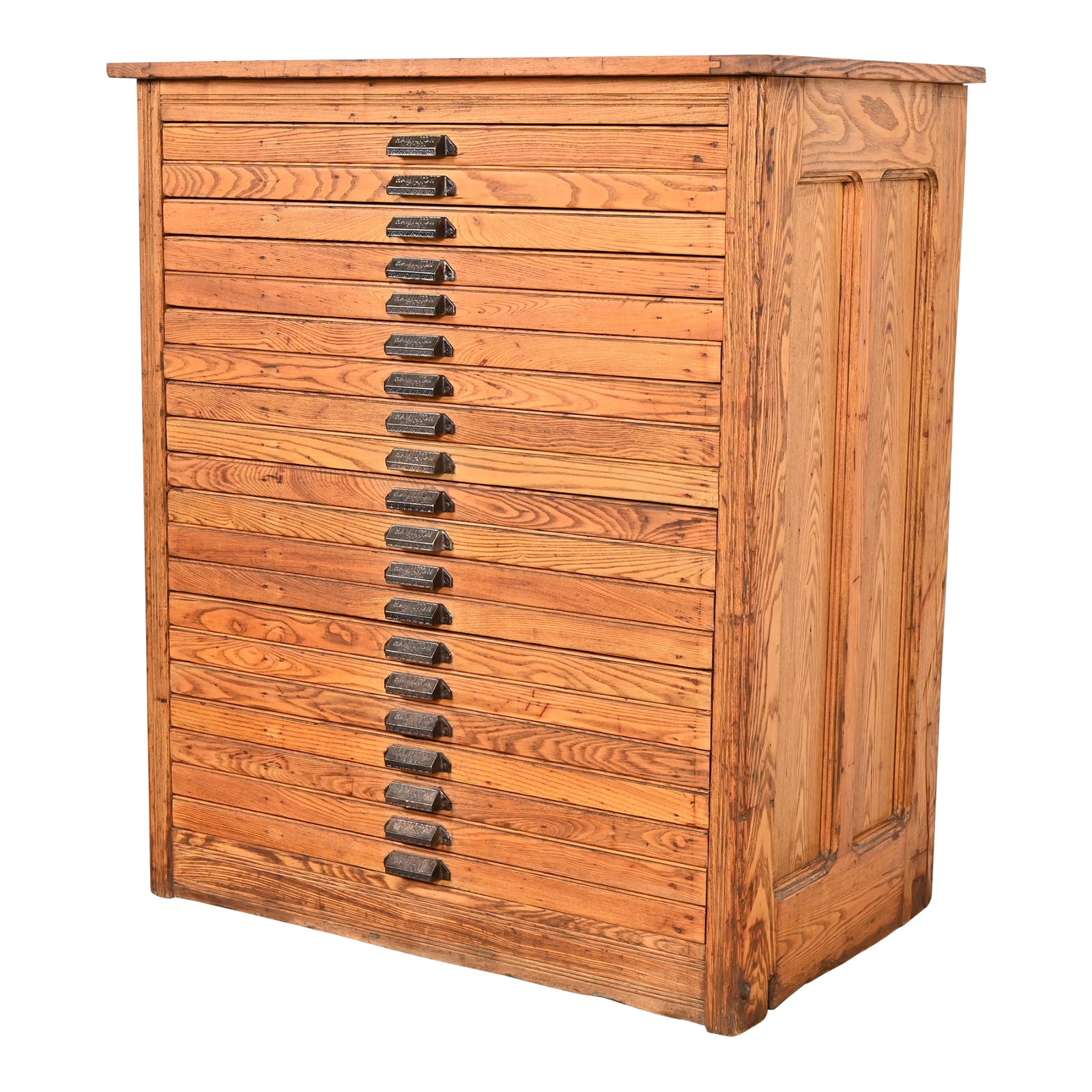 Antique Oak 20-Drawer Architect's Blueprint Flat File Cabinet by ...