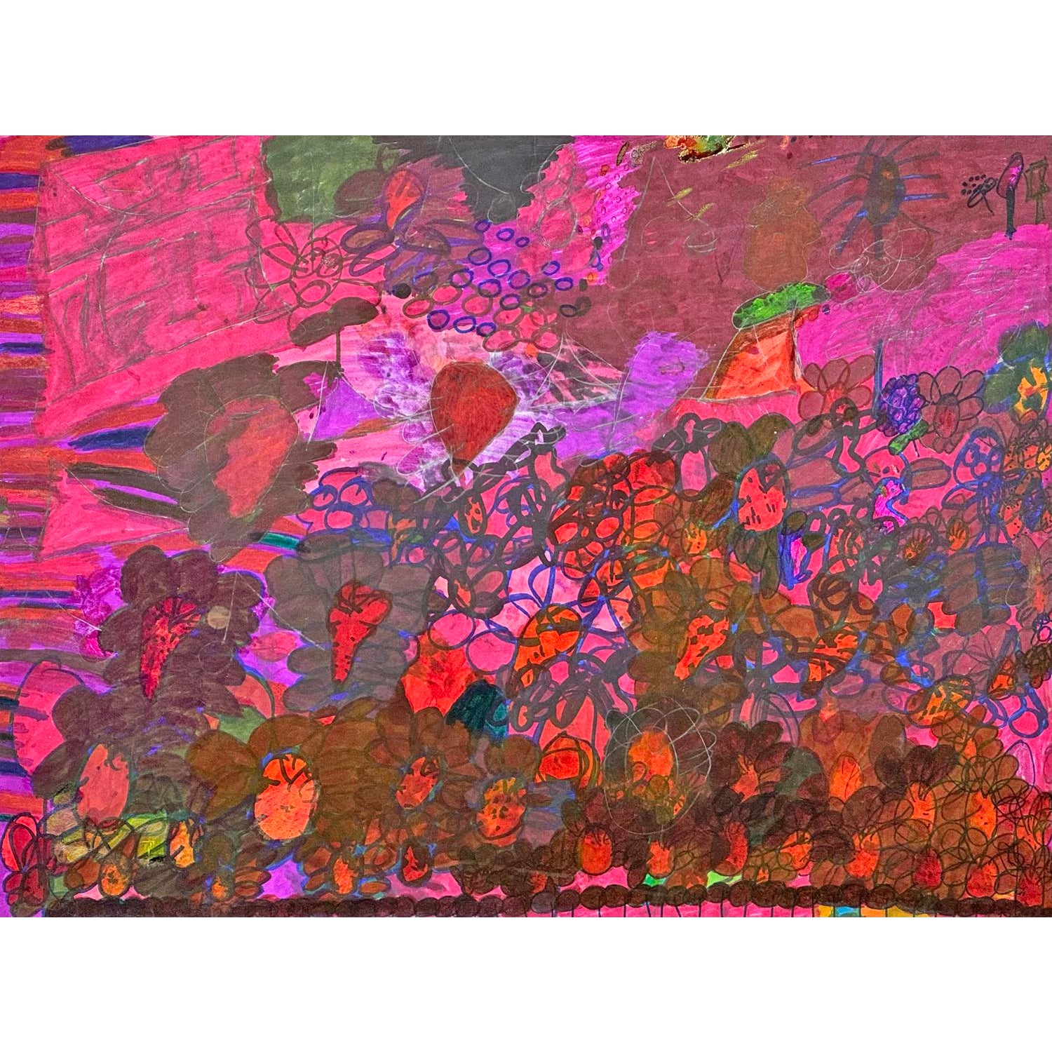 Flowers (D6375) Original Contemporary Drawing by Karla Alfaro | Chairish