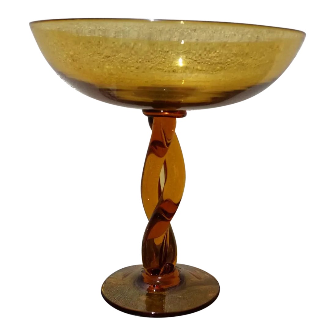 Vintage Amber Glass Compote | Chairish