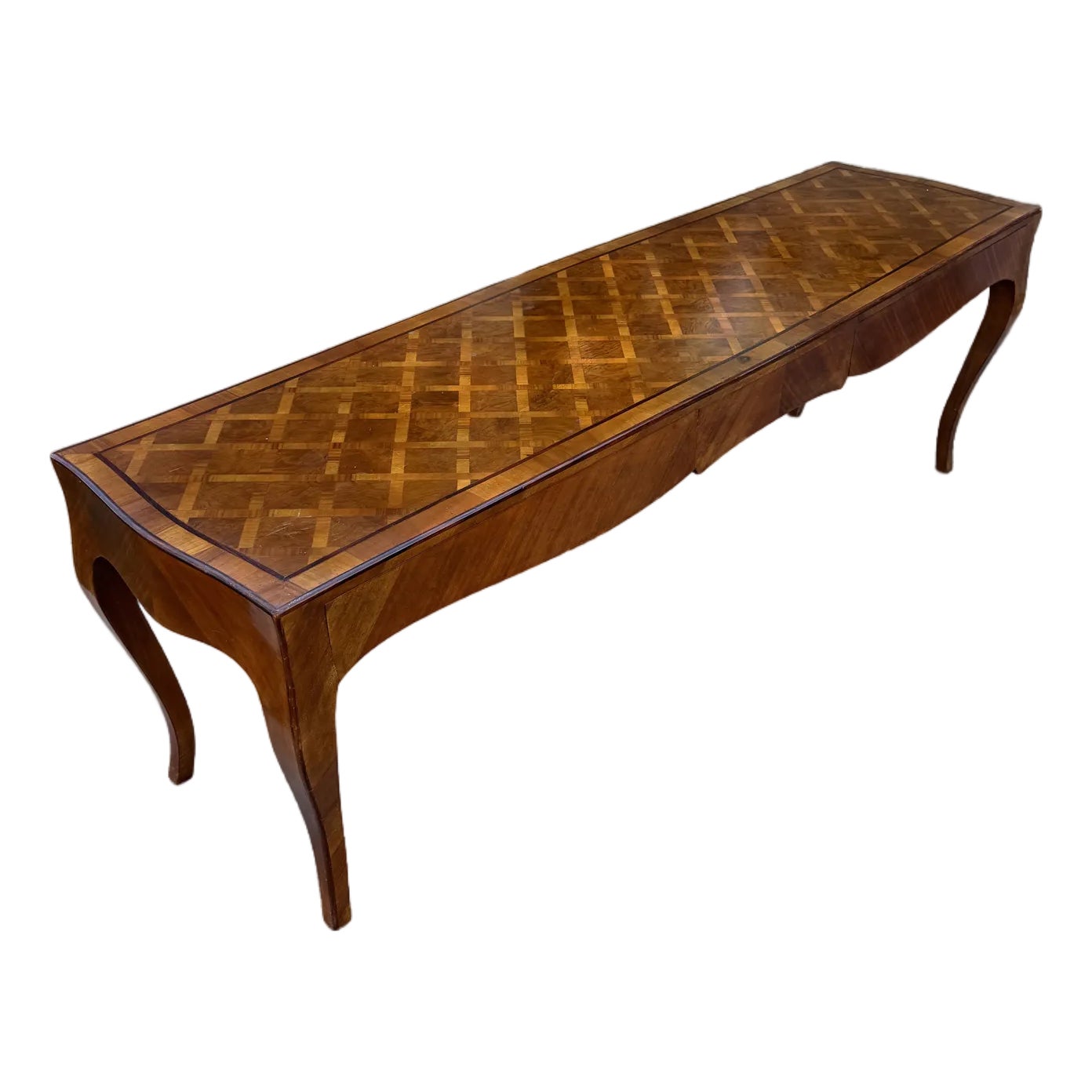 French Parquet Extra Long Coffee Table | Chairish
