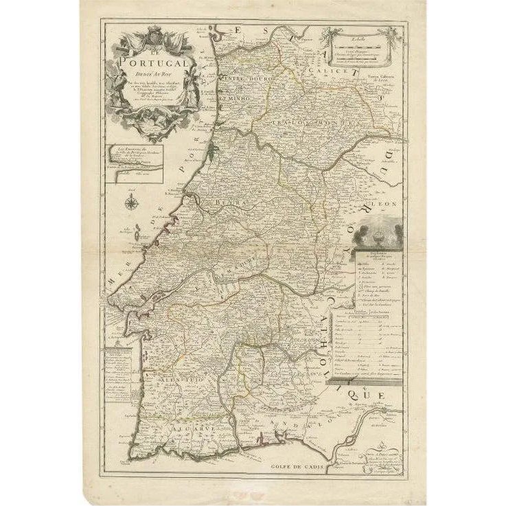 Antique Map of Portugal by Placide, 1700s | Chairish