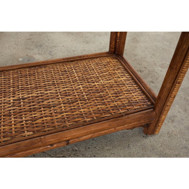Midcentury Organic Modern Style Bamboo Rattan Console Table | Chairish