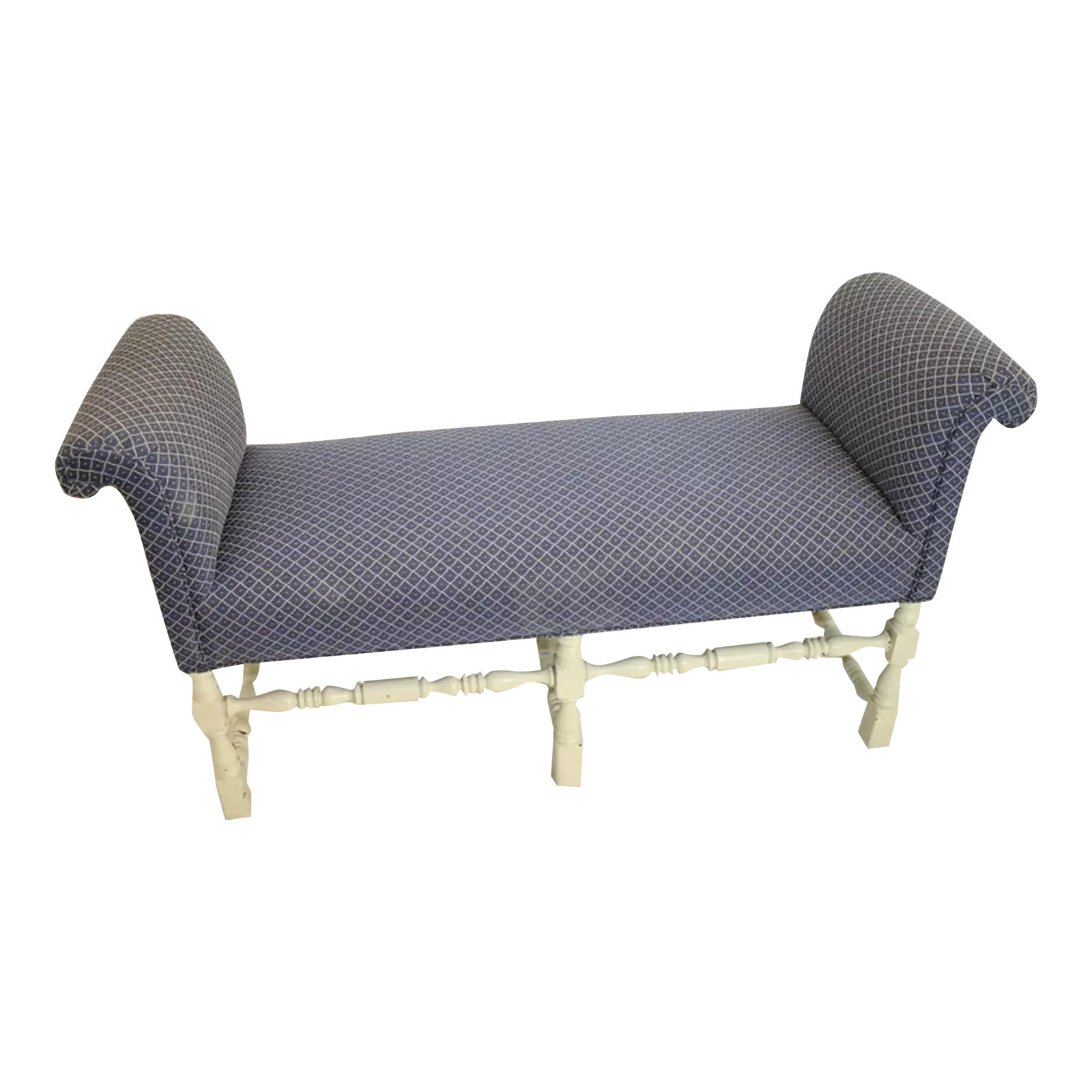 1930s Hand Painted Jacobean Window Hall Bench Vanity Hall Bench | Chairish