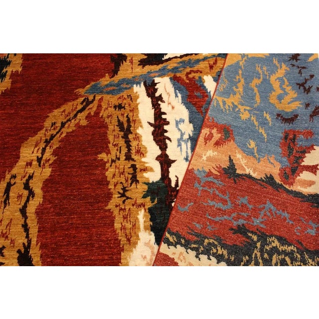 Abstract Modern Red/Ivory Wool Rug - 8'3 X 9'7 | Chairish