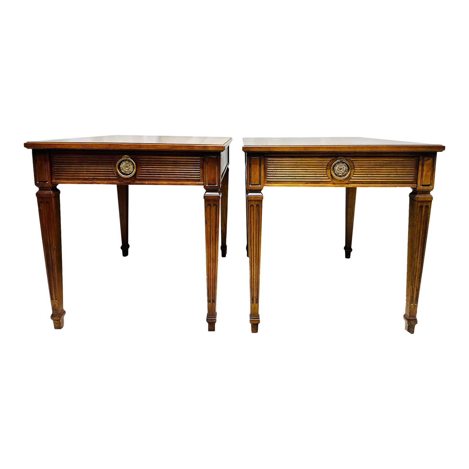 Mid 20th Century Pair Mid Century Fluted Leg Side Tables by Henredon ...