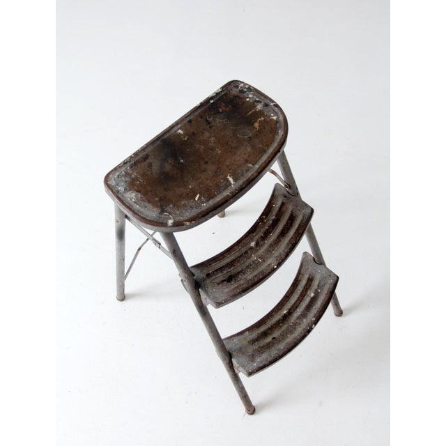 Vintage Metal Folding Step Ladder | Chairish