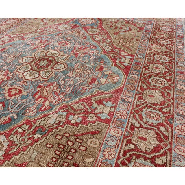 Antique Persian Bakhtiari Rug With Layered Floral Medallion Design and ...