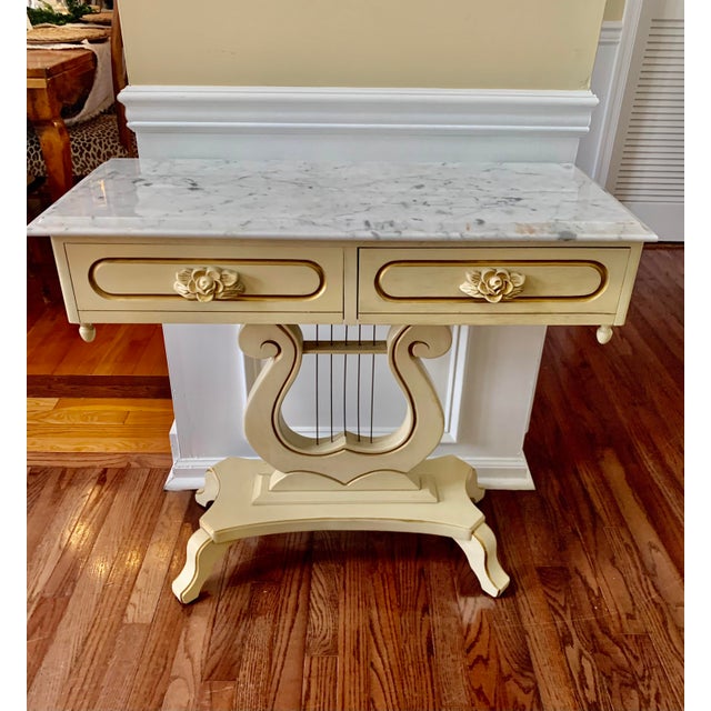 Late 20th Century Kimball Console Table With Italian Beveled Marble Top ...