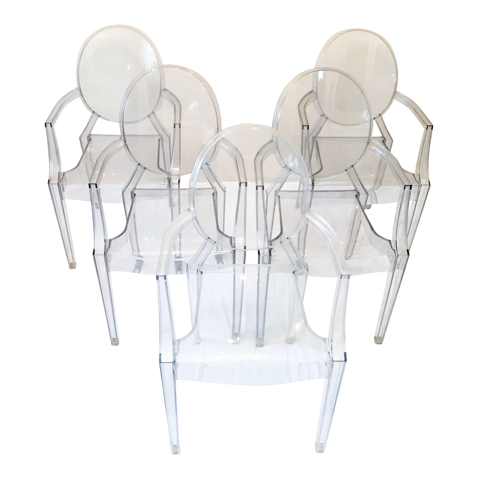 Philippe Starck Louis XV Transparent Ghost Chairs - Set of 5 | Chairish