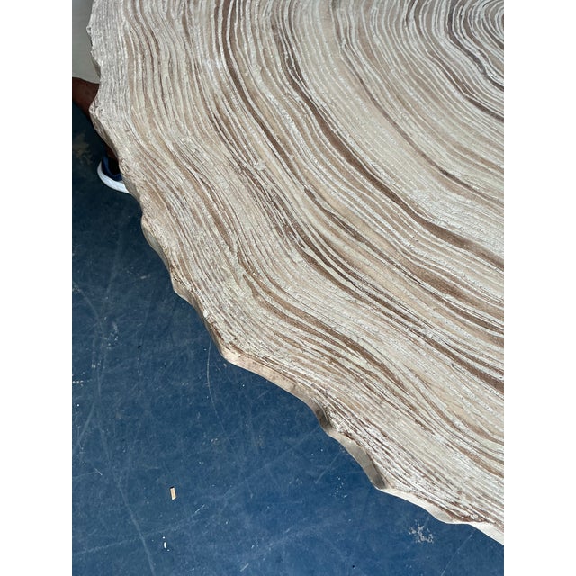 Vintage Boho Cast Concrete Tree Slab Table | Chairish